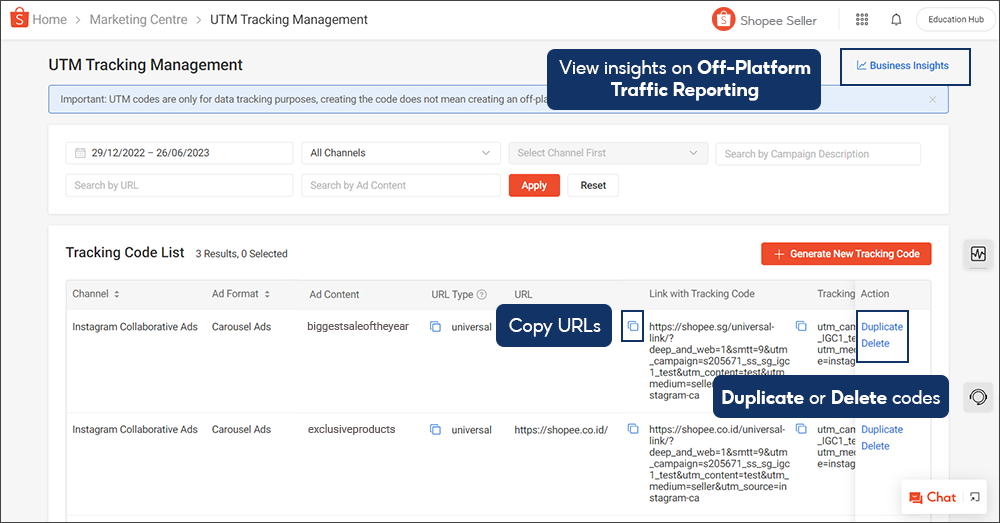 Managing UTM Tracking Codes | MY Seller Education [Shopee]
