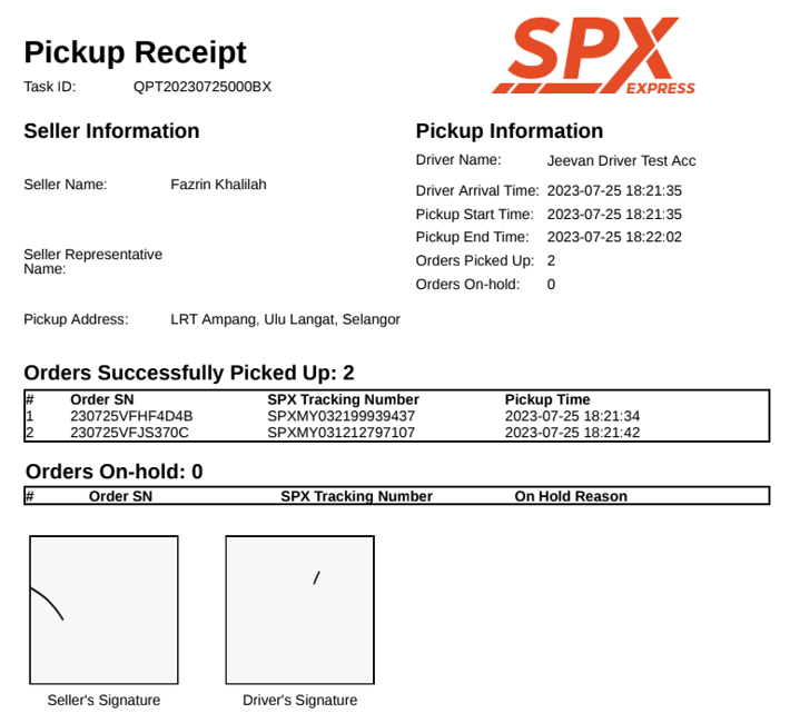 SPX Express Pickup E-Receipt | Shopee MY Seller Education Hub